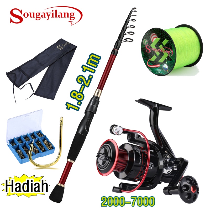 Jual Sougayilang Teleskopik Pancing Set 1.8m/2.1m/2.4m Joran Pancing ...