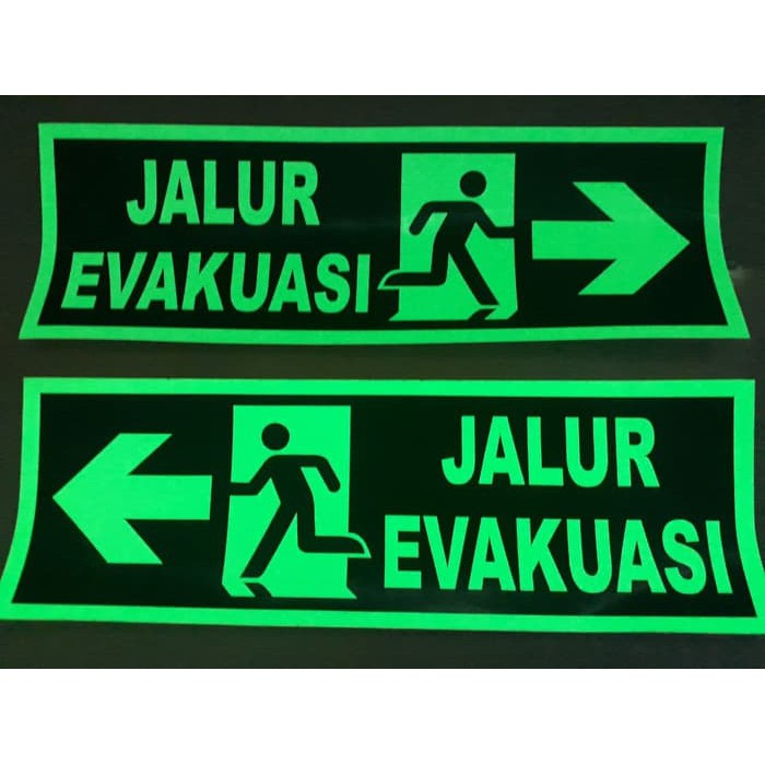 Jual Safety Sign/ Sticker Rambu-Rambu Jalur Evakuasi 30 x 10cm Glow In The Dark | Shopee Indonesia