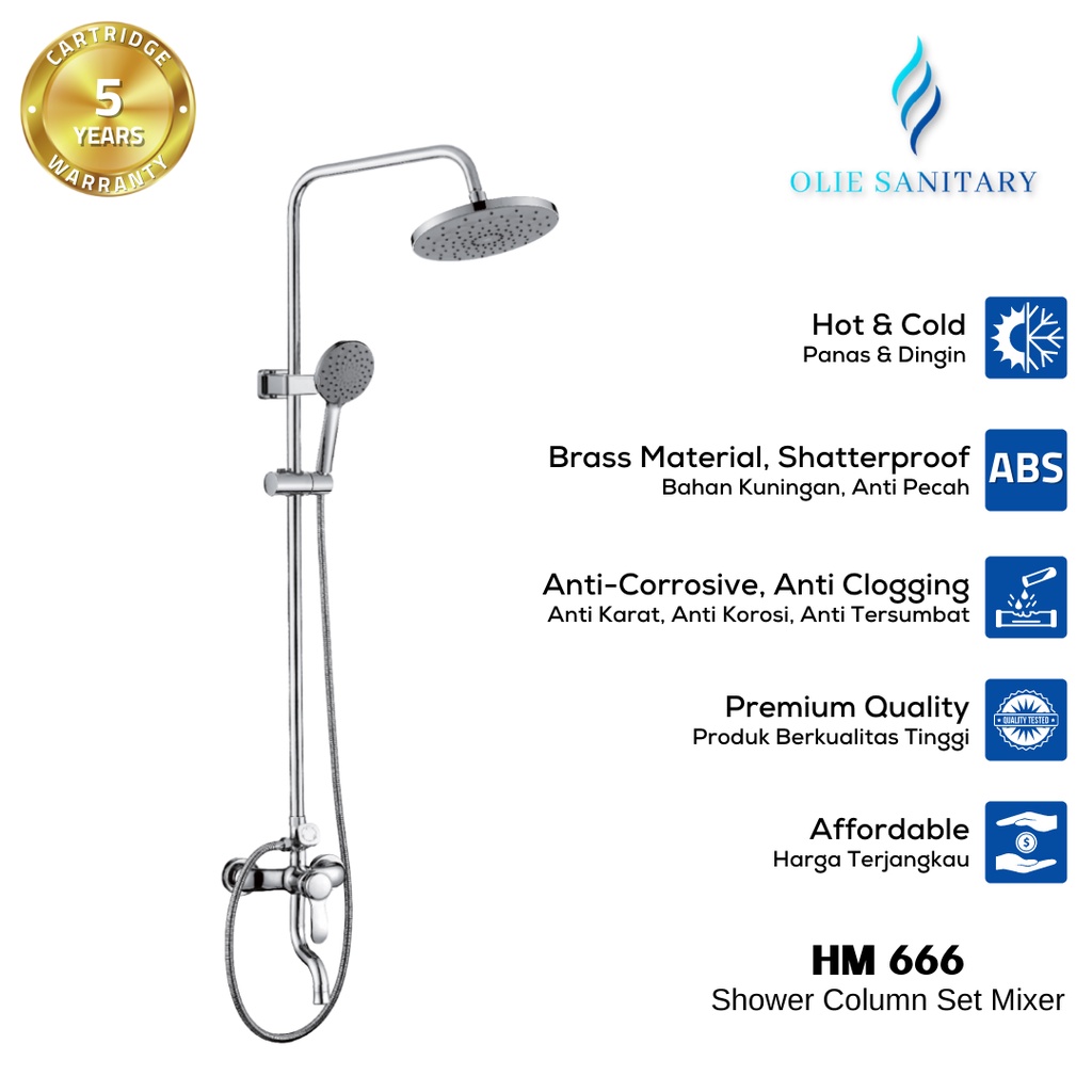 Jual Hemmen HM 666 Shower Tiang Set Column Mixer Kran Panas Dingin | Shopee Indonesia