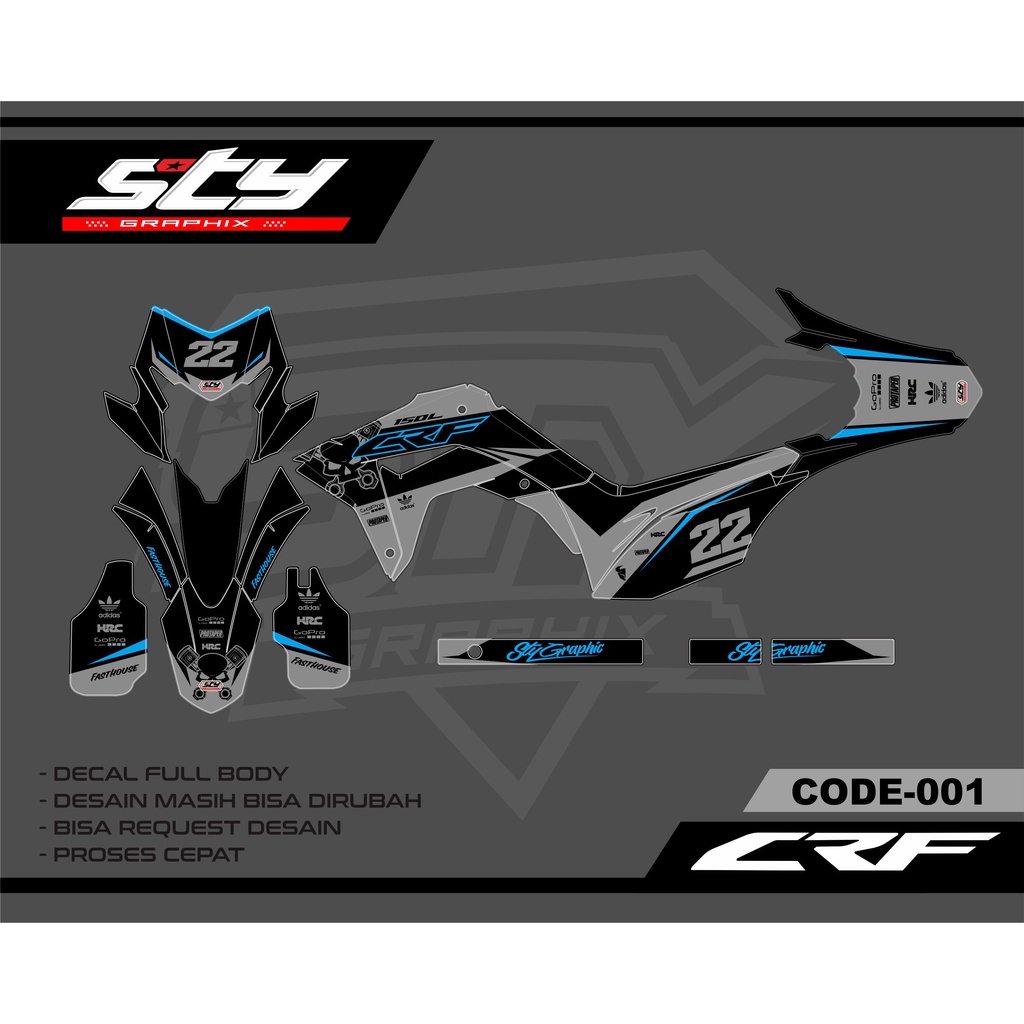 Jual DECAL DTRACKER KLX BF CRF 150 L SUPERMOTO FULL BODY CUSTOM DESAIN ...