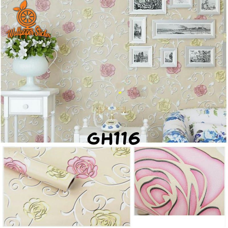 Jual WALLPAPER DINDING sticker motif BUNGA Shabby MAWAR ukuran 45 cm x ...