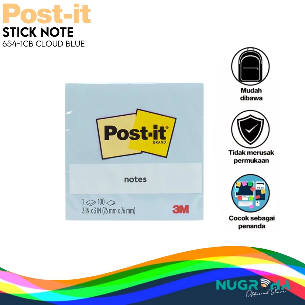 Jual STICK NOTE / STICKY NOTE 3M POST-IT 654-1CB BLUE 76X76 | Shopee ...