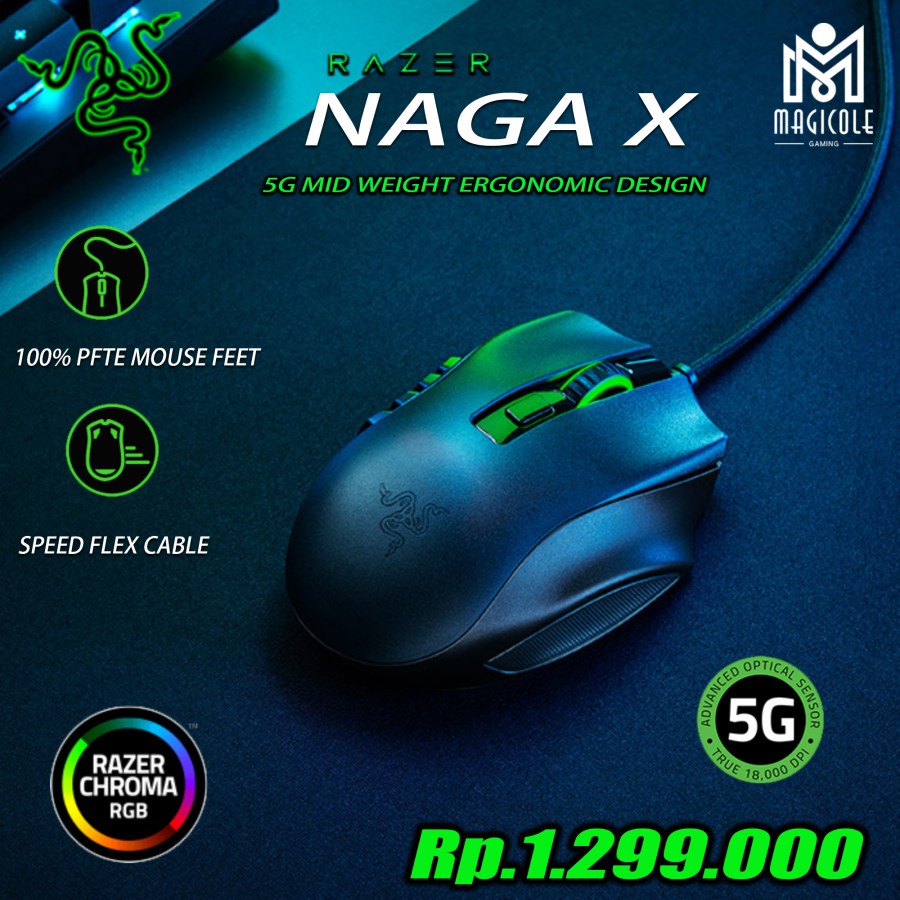 Jual Razer Naga X Ergonomic MMO Gaming Mouse with 16 buttons | Shopee ...