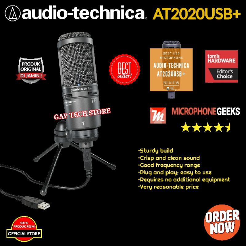Jual Audio Technica AT2020USB+ / AT 2020 USB + Cardioid Condenser USB ...