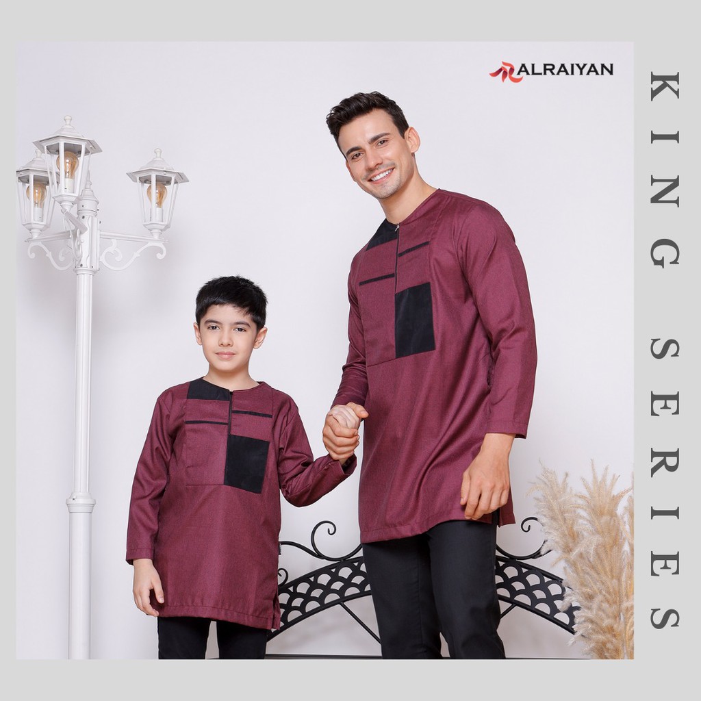 Jual Baju Koko Couple Lengan Panjang Ayah Dan Anak Cowok King Warna Emerald | Shopee Indonesia