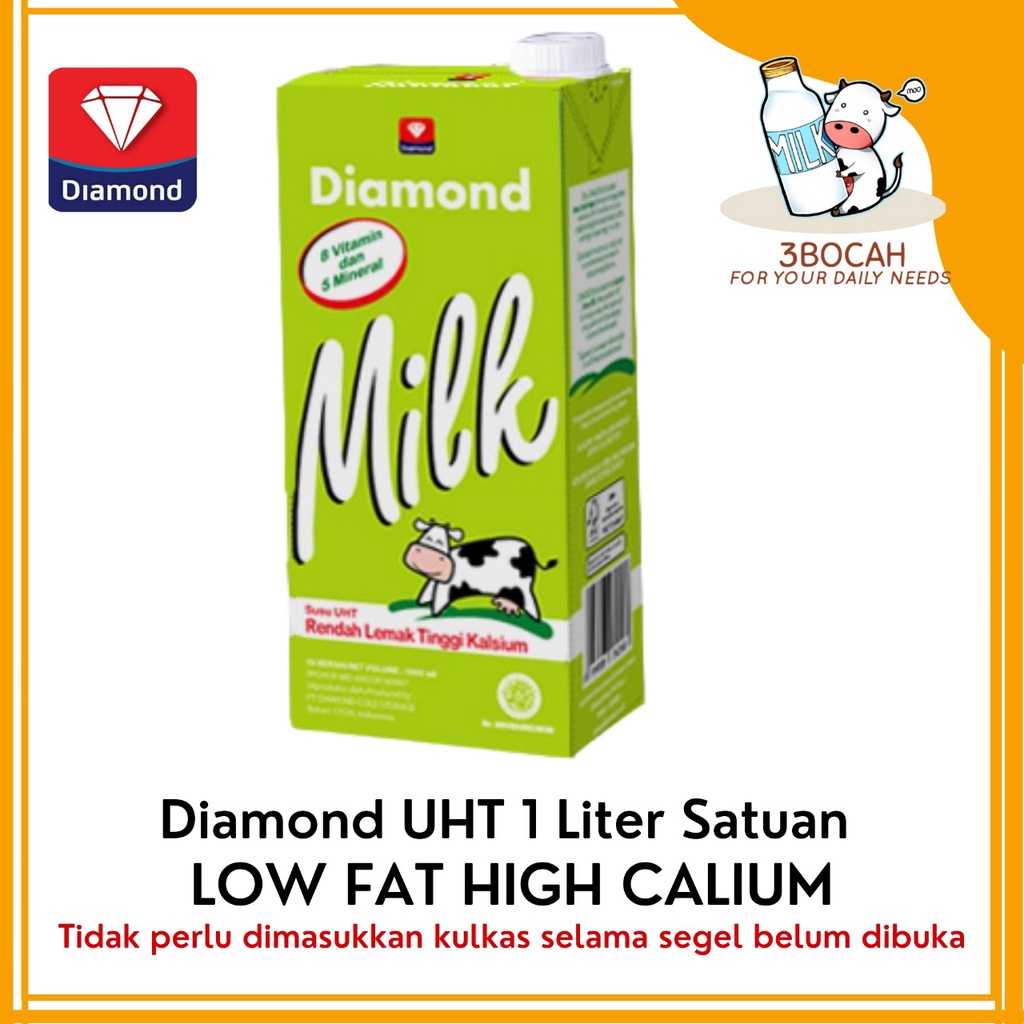 Jual Diamond UHT Low Fat High Calcium 1 Liter (1000 ml) | Shopee Indonesia