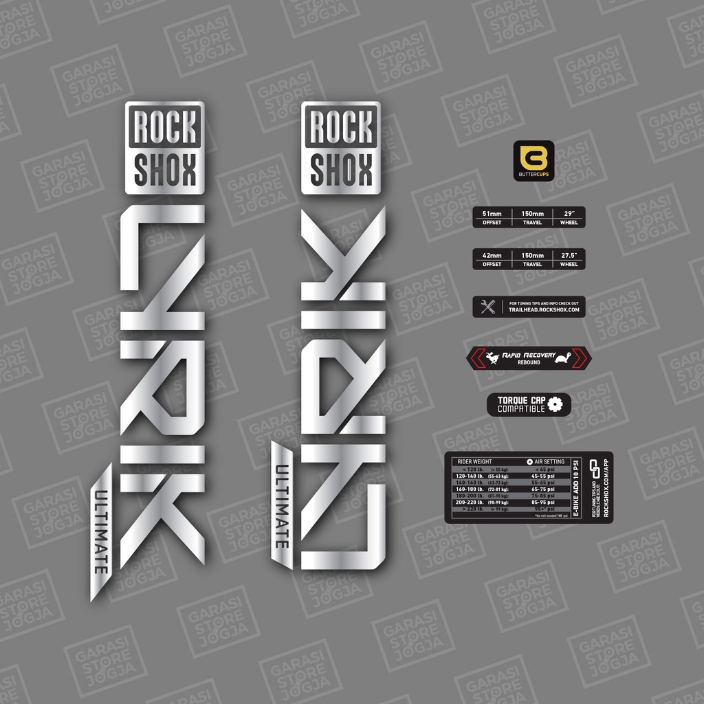 Jual Decal Cutting Stiker Fork Rockshox Lyrik Untimate 2023 Chrome ...