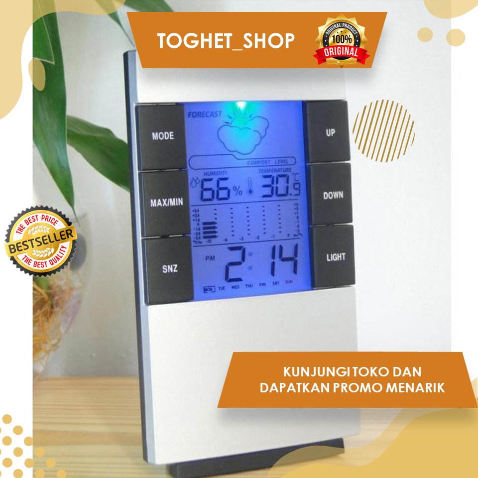 Jual Temperatur Suhu Weather Station Humidity Temperature Alarm Clock ...