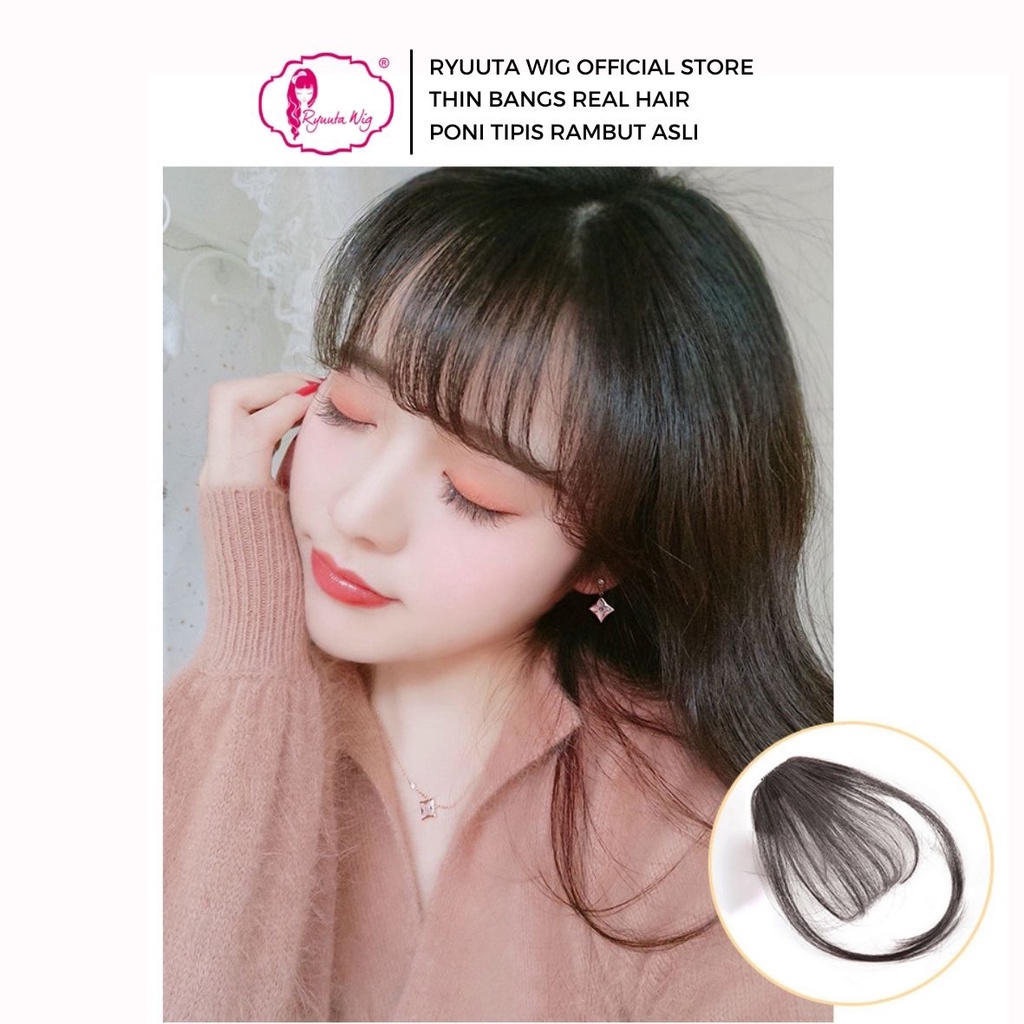Jual Ryuuta Wig Poni Tipis Clip Jepit Dengan Cambang Rambut Asli Hitam ...