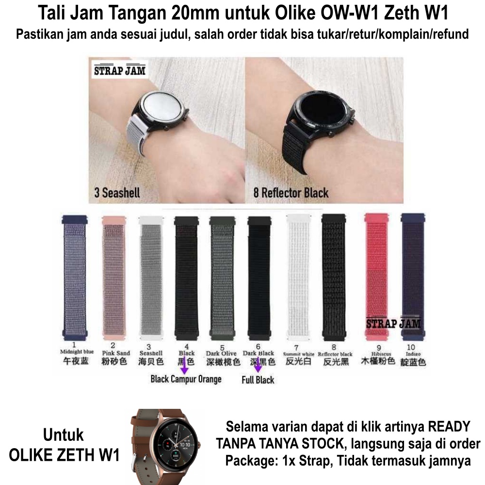 Jual Tali Jam Olike OW-W1 Zeth W1 - Strap 20mm Sport Loop Nilon Velcro ... Jual Tali Jam Olike OW-W1 Zeth W1 - Strap 20mm Sport Loop Nilon Velcro ...