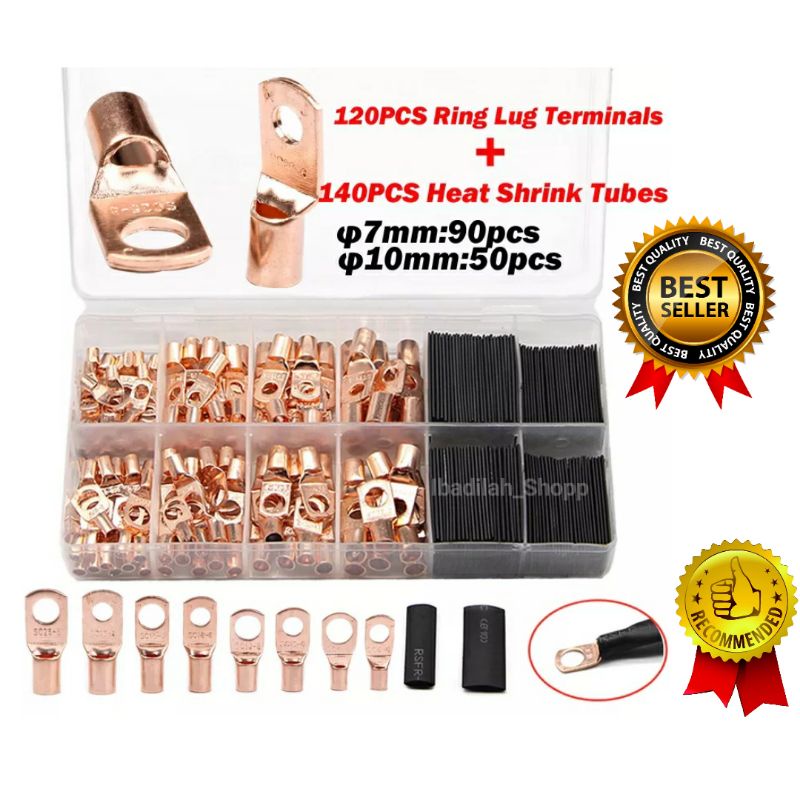 Jual Skun Kabel Ring Copper Ring Terminal Wire Connector 120 PCS - SC6 ...
