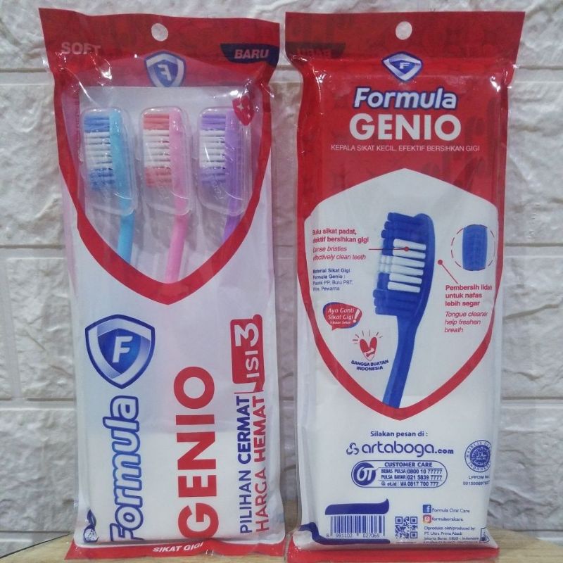 Jual Sikat Gigi Formula GENIO, kemasan Hemat 1 pack isi 3 pcs | Shopee ...