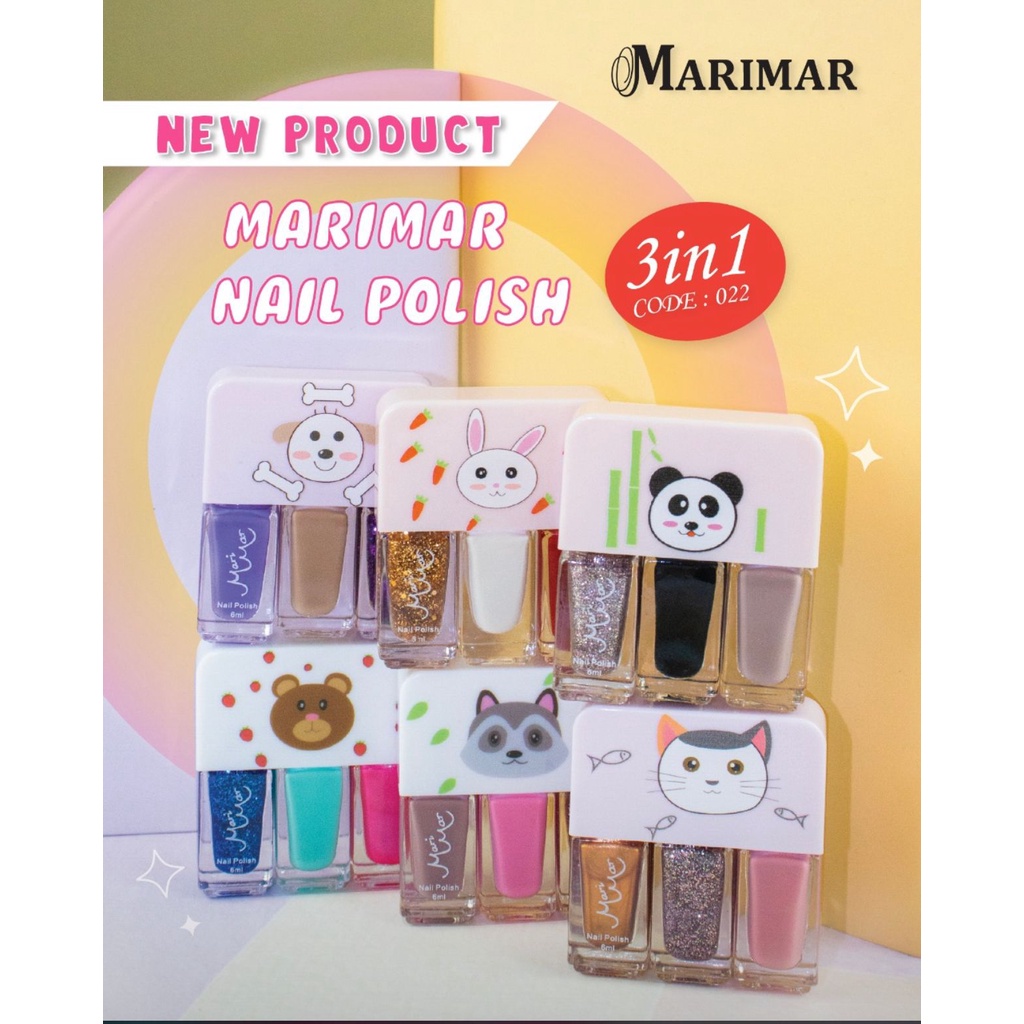Jual MARIMAR NAIL POLISH 3in1 ( 6set = 18botol ) | Shopee Indonesia