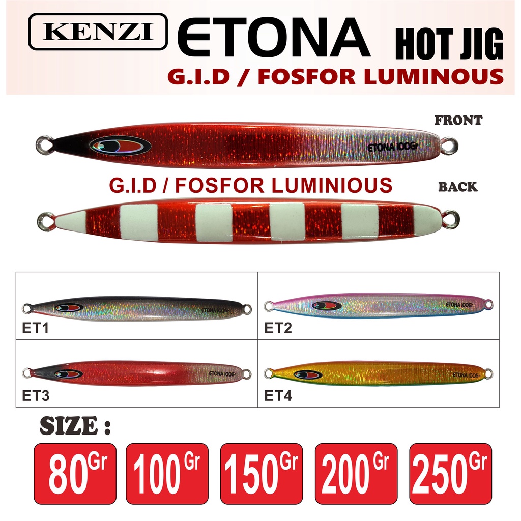Jual METAL JIG KENZI ETONA 80gr 100gr 150gr 200gr 250gr | Shopee Indonesia