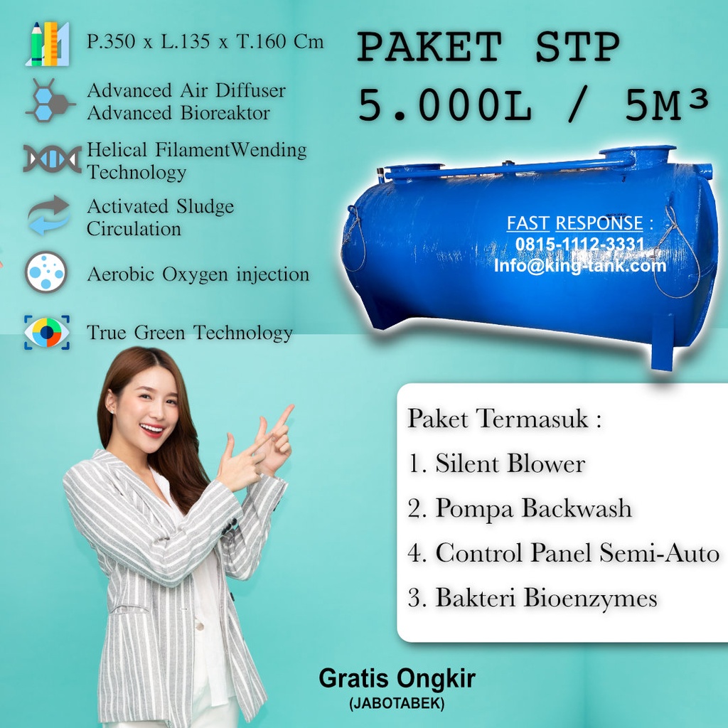 Jual Tangki IPAL STP 5000 Liter / 5m3 Tangki Septic Tank STP | Shopee ...