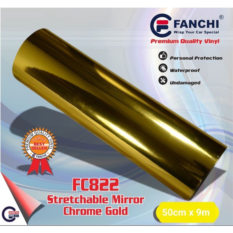 Jual Sticker Fanchi FC822 Mirror Chrome Gold Chrome Lentur Premium Wrap ...