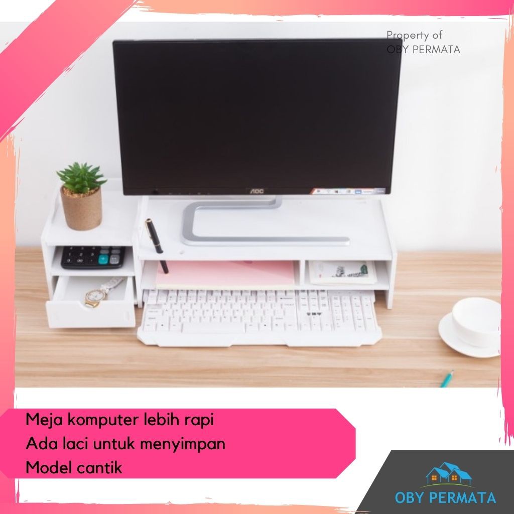 Jual Rak Meja Laptop Monitor Komputer Portable Organizer Ada Laci Murah ...