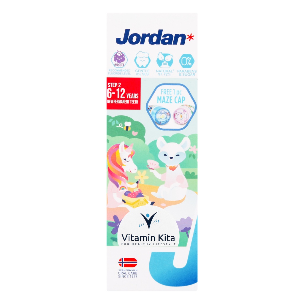 Jual JORDAN KIDS TOOTHPASTE NEW PERMANENT TEETH STEP 2 (6-12 YEARS) 75G ...