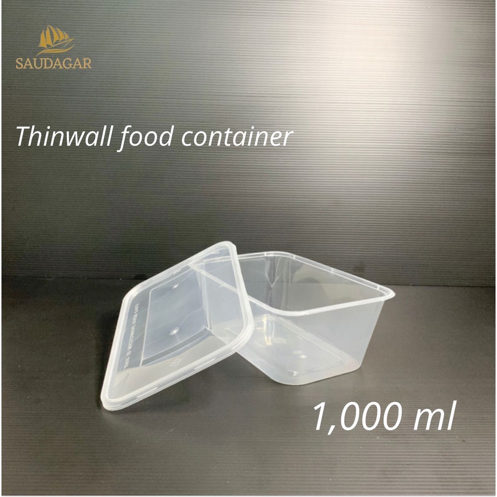 Jual Kotak Makan Plastik Thinwall Persegi Panjang 1000ml Per Pack Isi