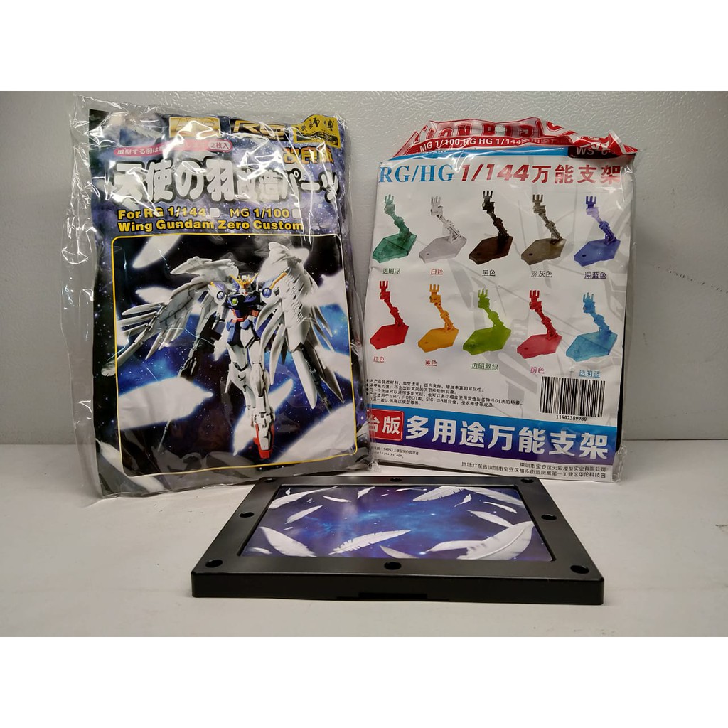 Jual RG Wing Zero Custom Effect Feather Seraphim Stand Base RG | Shopee ...