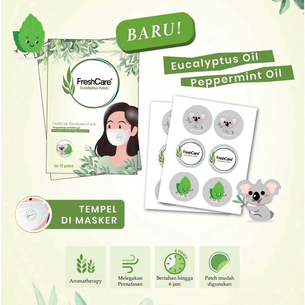 Jual Fresh Care Eucalyptus FreshCare Sticker Masker 1 sachet isi 12 ...