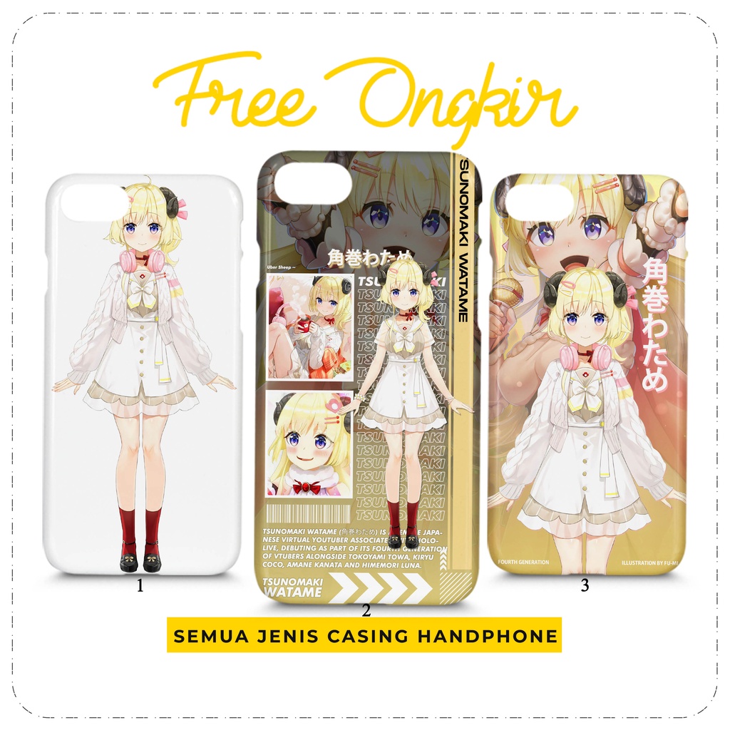 Jual Case Hololive Tsunomaki Watame Vtuber JP Custom Casing HP All Type ...