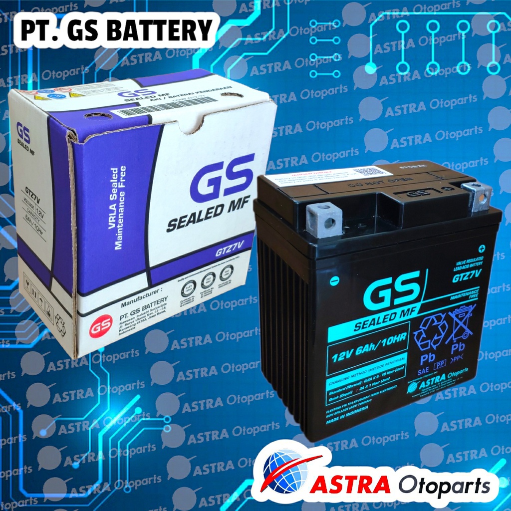 Jual ORIGINAL GS ASTRA GTZ7V ACCU KERING SEPEDA MOTOR YAMAHA AEROX LEXI ...
