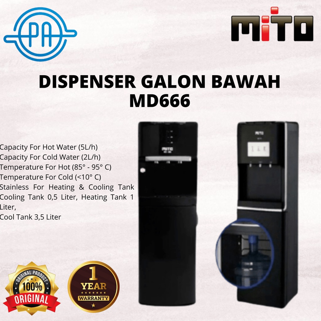 Jual DISPENSER GALON BAWAH MITO MD-666 / MD-555 / MD 666 / MD666 / MD ...
