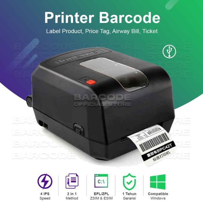 Jual Printer Label Barcode Thermal Semicoated Honeywell PC42T / PC42 ...