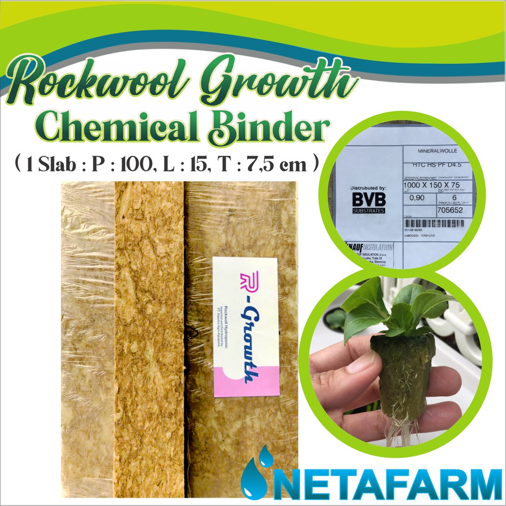 Jual Rockwool R Growth Chemical Binder 1 Slab ( 100 x 15 x 7,5 cm ...