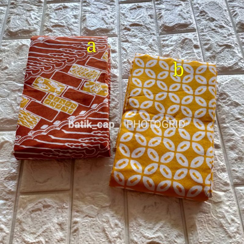 Jual kain batik cap katun halus kawung kecil mix liris kain seragam ...