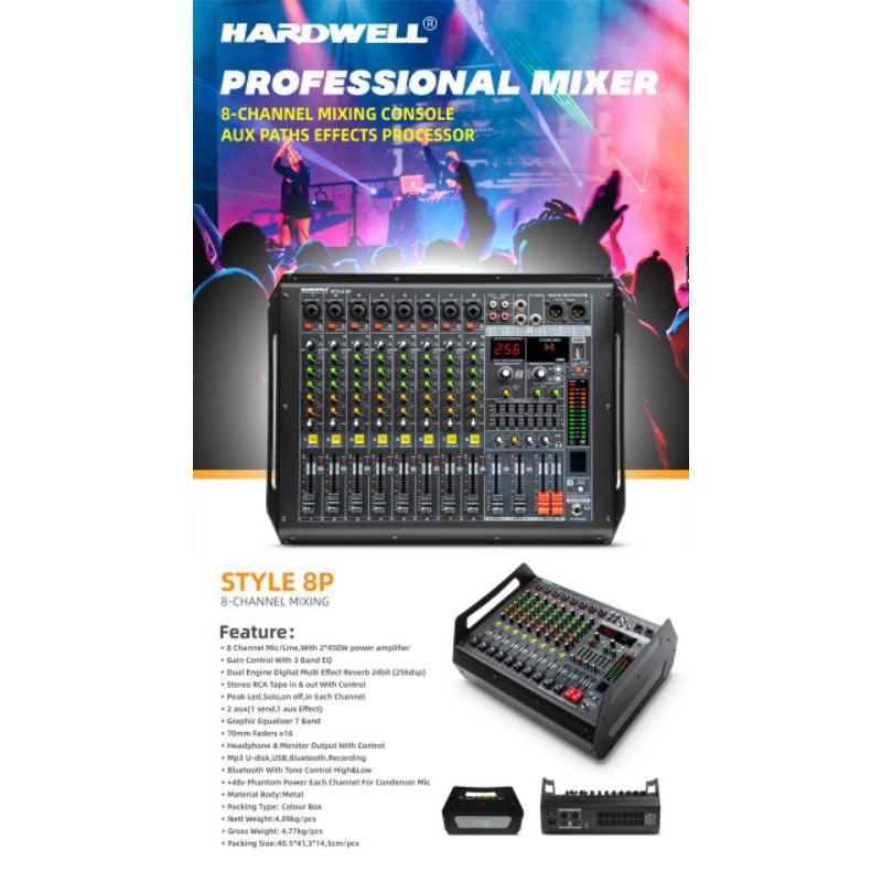 Jual POWER MIXER 8CHANNEL HARDWELL STYLE 8P ORIGINAL BERGARANSI ...