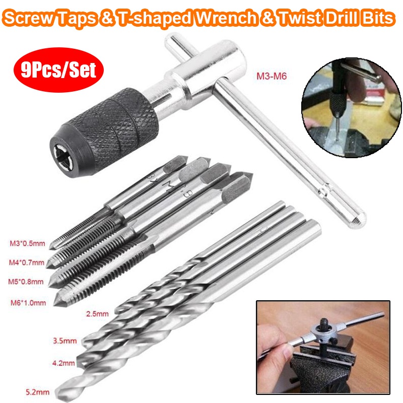 Jual 9Pcs Hand Tap Drill Set Mata Bor Tapping Drill MATA BOR Alat ...