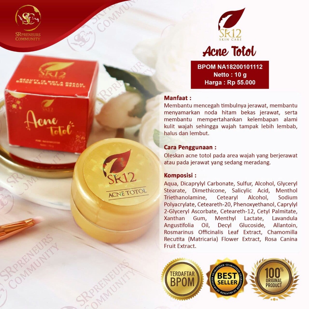 Jual OBAT KEMPESIN JERAWAT DALAM 3 HARI Acne totol SR12 Herbal Sulfur ...