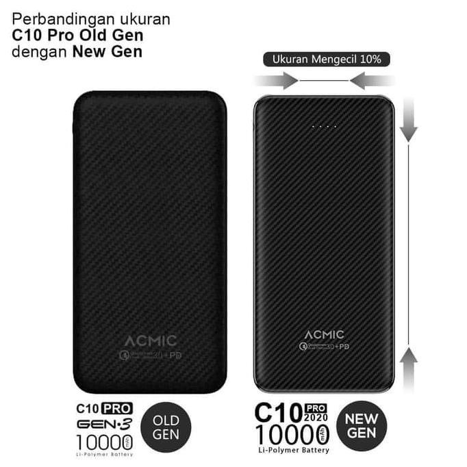 Jual ACMIC C10PRO 10000MAH POWERBANK QUICK CHARGE 3.0 + PD POWER DELIVERY | Shopee Indonesia