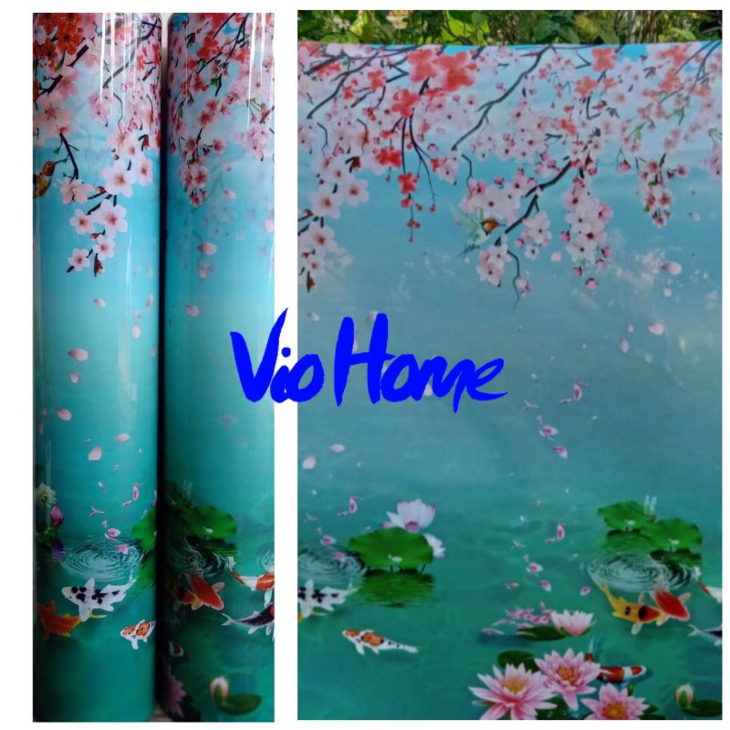 Jual Fiber viber plastik penutup pagar motif ikan koi ukuran per 1meter ...