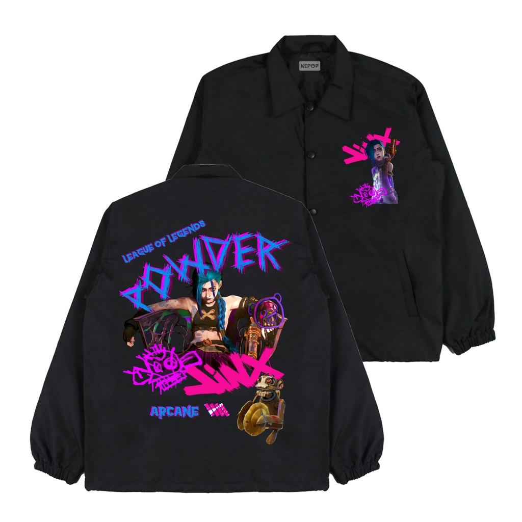 Jual Nipop League Of Legends Arcane Jinx Powder Coach Jacket | Shopee ...