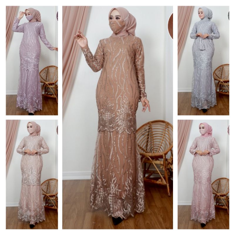 Jual Gamis duyung brokat tulle aleta / gamis modern / kebaya modern ...