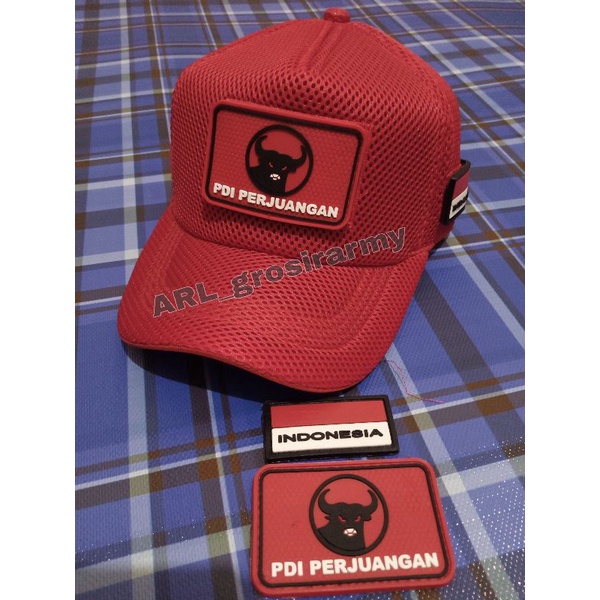 Jual topi jaring doubel mess.plus 1.set patch rubber logo PDI | Shopee ...