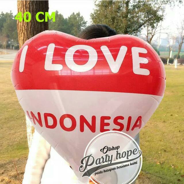 Jual Balon foil love HUT RI besar / balon i love indonesia / balon ...
