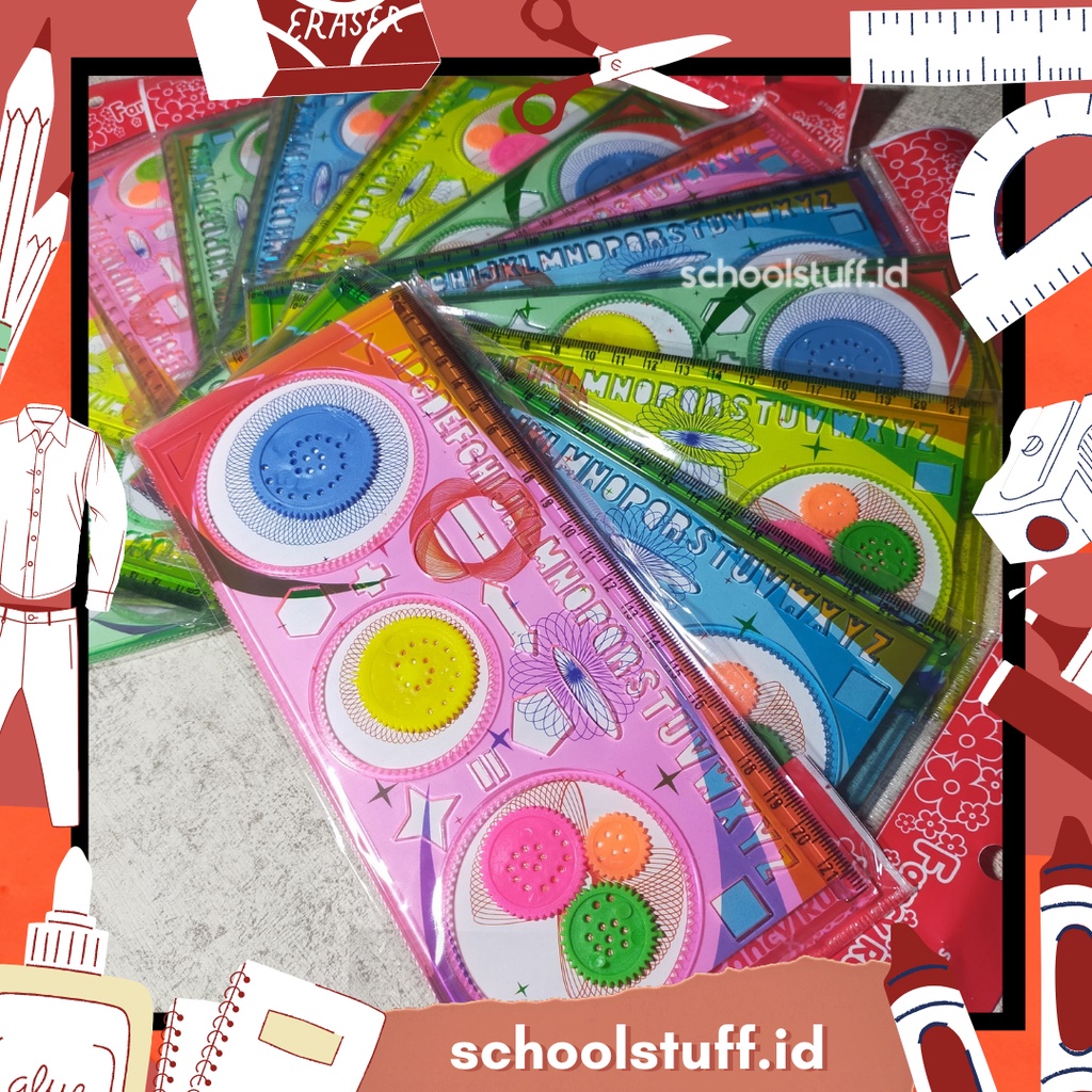 Jual Penggaris Geometri Rotari Spirograph / Bunga ajaib 20 cm | Shopee ...