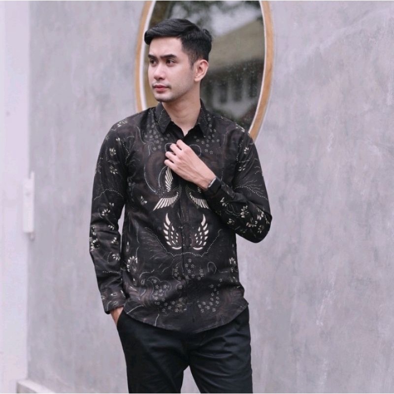 Jual SAWUNGGALING. BAJU KEMEJA BATIK PRIA SLIMFIT LENGAN PANJANG MODERN ...