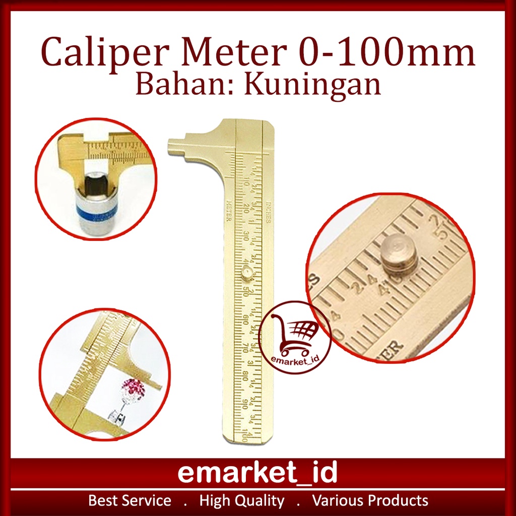 Jual Caliper Meter Bahan Kuningan 0-100mm / Jangka Sorong Vernier ...