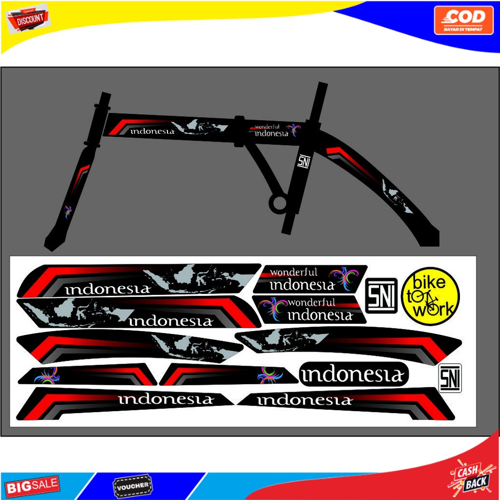 Jual SB-DECAL STIKER STICKER WONDERFUL INDONESIA UNIVERSAL BUAT SEPEDA ...