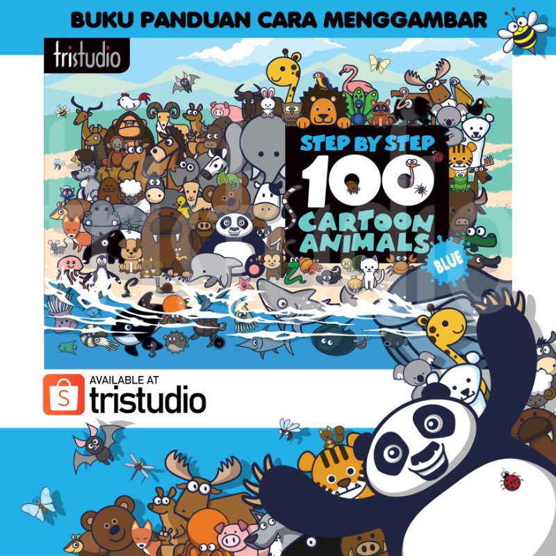 Jual Buku Panduan Cara Menggambar STEP BY STEP 100 CARTOON ANIMALS ...