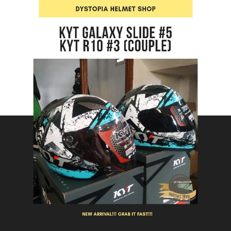 Jual Helm Couple KYT R10 Seri 3 KYT Galaxy Slide Seri 5 Black Aqua Blue ...
