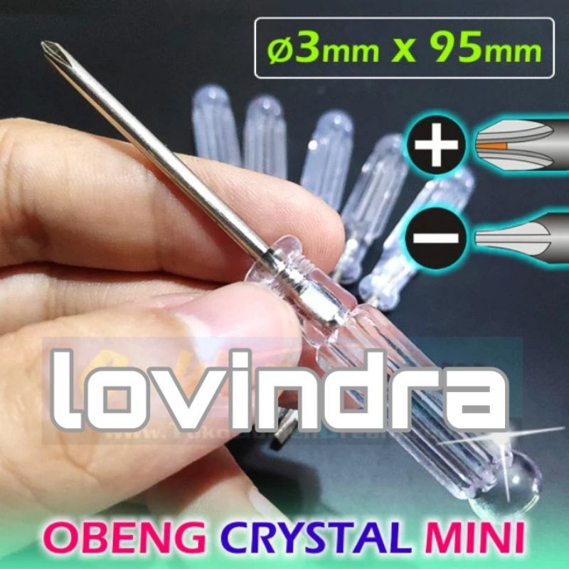 Jual Obeng Crystal Mini merk Philips 3mm x 95mm Plus Minus Kembang 3x95 ...