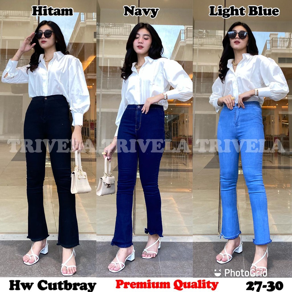Jual Highwaist Jeans Cutbray Rawis / HWCUTBRAY | Shopee Indonesia