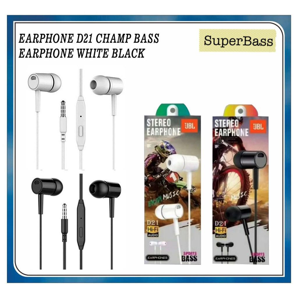 Jual Earphone L29 & D21 Champ Super Bass | Shopee Indonesia