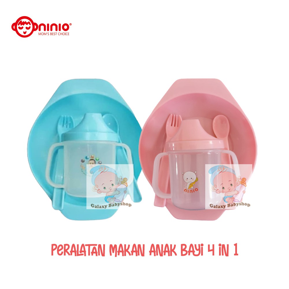 Jual GB Ninio Piring Set 4 In 1 | Alat makan bayi Piring Sendok Gelas ...